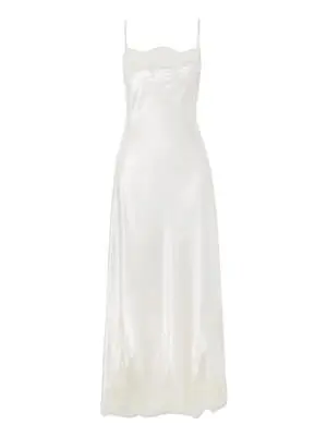 Carine Gilson Lace-trimmed Silk-satin Midi Dress - Neutrals