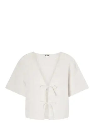 Staud Ava Linen Blouse - Neutrals