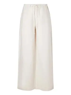 Staud Mateo Linen Mid-rise Wide-leg Pants - Neutrals