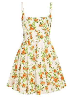 EMILIA WICKSTEAD Mona Floral-print Swiss-dot Cotton-blend Mini Dress - Ivory