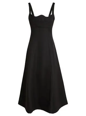 LEO LIN Odette Satin Midi Dress Black