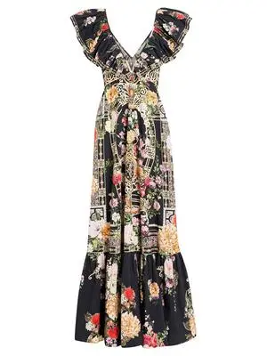 Camilla Crystal-embellished Floral-print Maxi Dress - Black