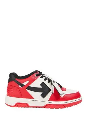 Off-White Out Of Office Pebbled-Leather Sneakers Red