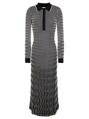 Simkhai Kassidy Striped Knitted Midi Dress - Black