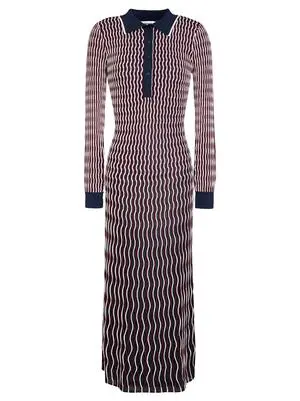 Simkhai Kassidy Striped Knitted Midi Dress - Claret