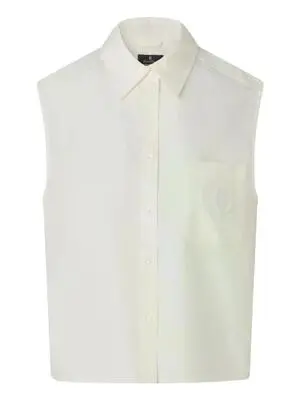 CONTE OF FLORENCE Sleeveless Embroidered-logo Shirt - Neutrals