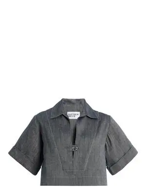 Matthew Bruch Linen-cotton Denim Popover Shirt - Navy