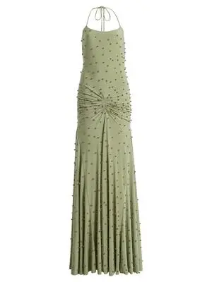 SIEDRES Nensi Embellished Halterneck Maxi Dress - Green