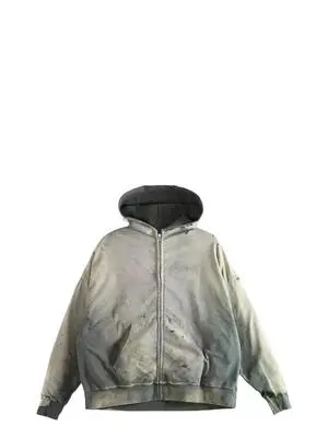 SAINT MXXXXXX Distressed-finish Zip Hoodie - Grey