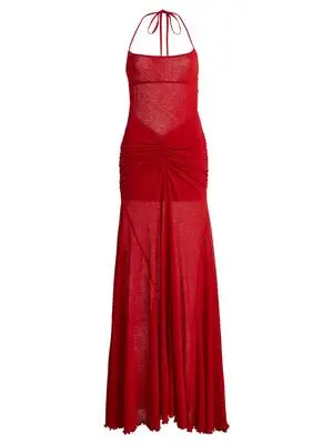 SIEDRES Nensi Halterneck Jersey Maxi Dress - Red