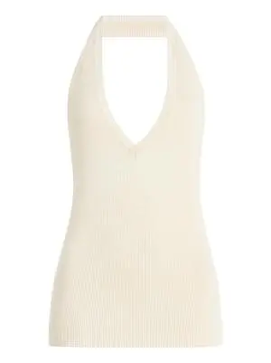 NILI LOTAN Ivey Silk Halter Top - White