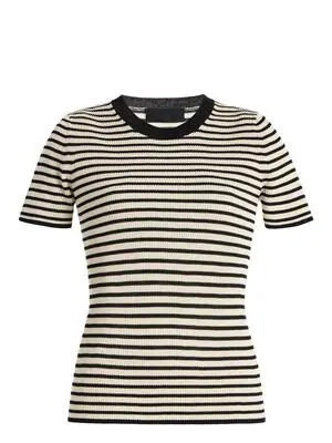 NILI LOTAN Nili Lotan Hettie Silk Ribbed T-Shirt Stripe