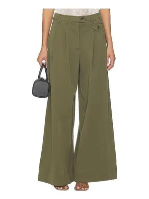 Ulla Johnson Motherwell Wide Leg Trouser Pants - Army