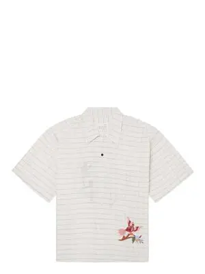 KARDO Kardo - Rohit Embroidered Checked Cotton Shirt - Men - Neutrals - S Ecru