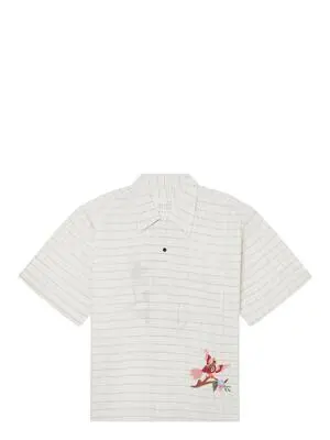 KARDO Rohit Embroidered Checked Cotton Shirt - Neutrals