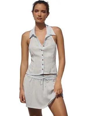 CELANDINE Gingham Dickie Mini Skirt - Ice Water