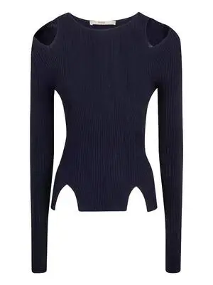 NUUR Ribbed Knit Sweater With Cut-out Detailing - Black
