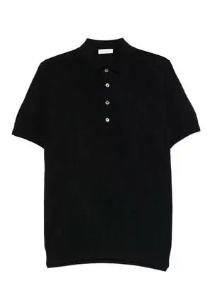 DIKTAT Diamond-knit Polo Shirt - Black