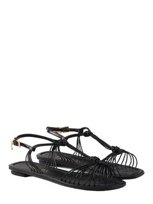 Prada Strappy Patent Leather Sandals - Black