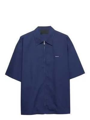 Prada Short-sleeved Technical Cotton Shirt - Bluette