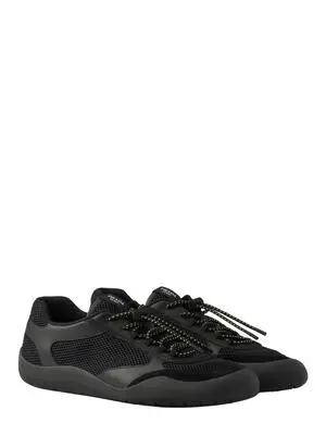 Prada Speedrock Leather And Mesh Sneakers - Black