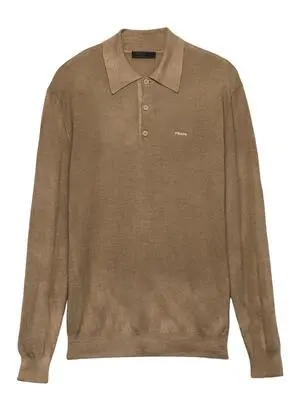 Prada Wool And Silk Polo Sweater - Mud
