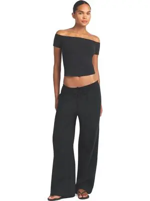SKIMS Cotton Jersey Off-the-shoulder Top - Soot