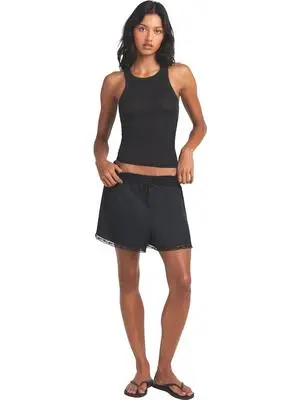 SKIMS Lace Trim Boxer Shorts - Onyx