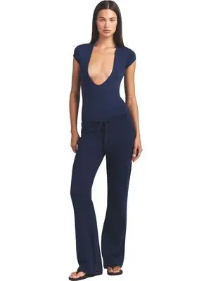 SKIMS Cotton Jersey Deep Plunge Bodysuit - Navy