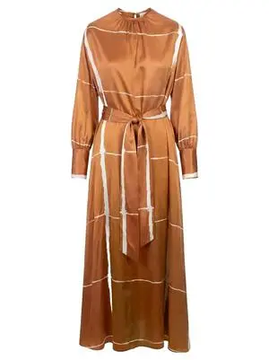 Kiton Printed Belted Maxi Dress - Brown