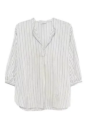 Peserico Striped Cotton Blouse - White