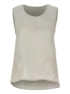 MAURIZIO MYKONOS Lace-Embroidered Sleeveless Blouse