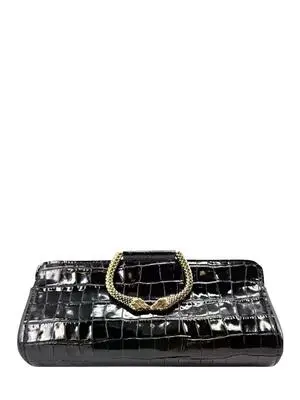 MADISON MAISON Croc-effect Leather Clutch Bag - Black