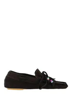 ANNIEL Fringed Suede Loafers - Brown