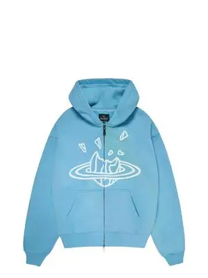 BROKEN PLANET Zip-Up Hoodie Blue