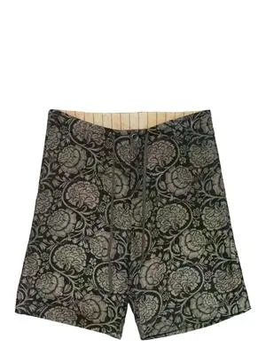 UMA WANG Floral-print Drawstring Shorts - Black