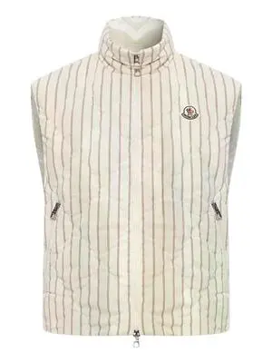 Moncler Aussa Pinstriped Quilted Gilet - Neutrals
