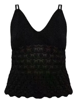 AKEP Knitted V-neck Top - Black