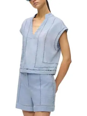 Karl Lagerfeld Embroidered-detail Blouse - Blue