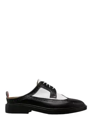 Thom Browne Box Calf Rubber Sole Longwing Brogue Mules - Black