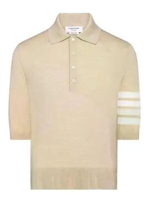 Thom Browne Fine Merino Wool 4-bar Polo - Neutrals