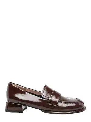 SERGIO MORETTI FIRENZE Patent-finish Square-toe Loafers - Red