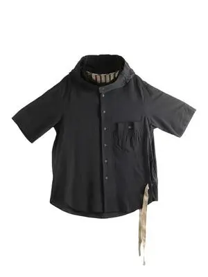 ZIGGY CHEN Hooded Short-sleeved Shirt - Black