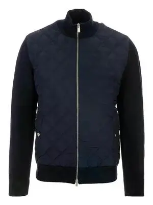 BOSS Knitted-wool Quilted Bomber Jacket - Blue