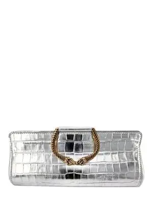 MADISON MAISON Croc Effect Clutch - Silver