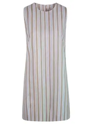 SEMICOUTURE Striped Linen Dress - Neutrals