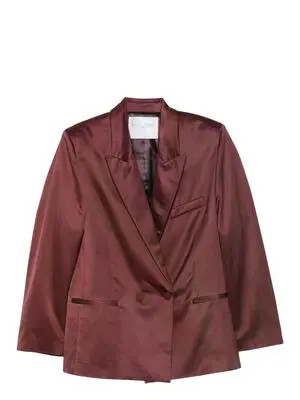 FORTE_FORTE Satin Double-breasted Blazer - Red