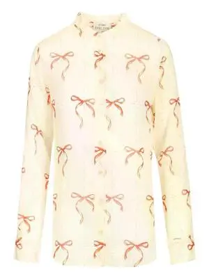 FORTE_FORTE Ribbon Printed Shirt - Neutrals