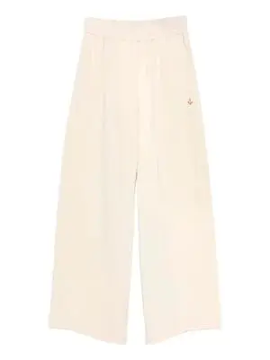 MERCI Anchor Embroidered Wide Leg Track Pants - Neutrals