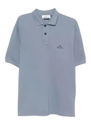Stone Island Logo-embroidered Polo Shirt Blue